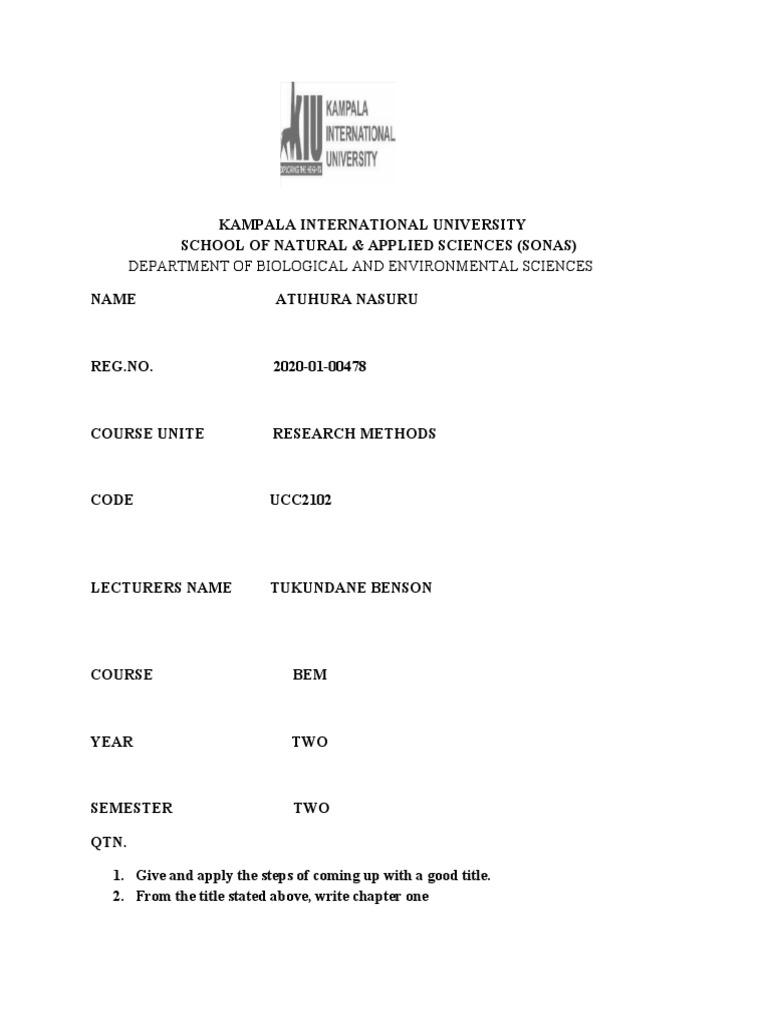Research Method Course Work | PDF | Air Pollution | Human Impact On The Environment