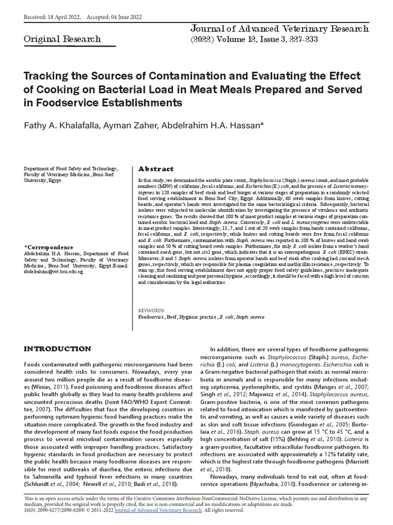 Tracking The Sources of Contamination and Evaluating The Effect of ...
