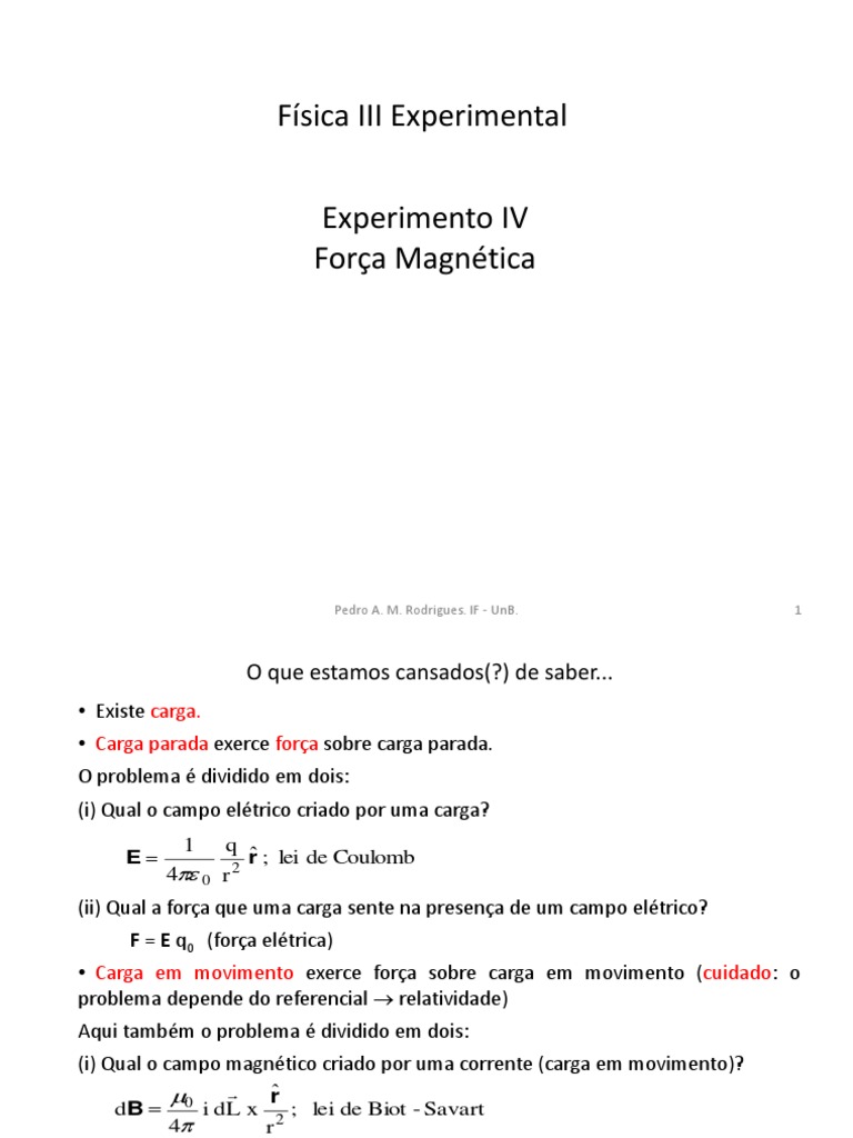 Slide Exp. 4 - Força Magnética | PDF | Magnetismo | Eletricidade