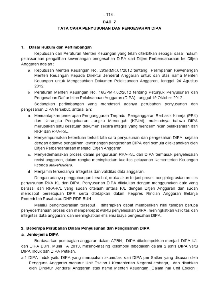 TATA CARA PENYUSUNAN DAN PENGESAHAN DIPA | PDF