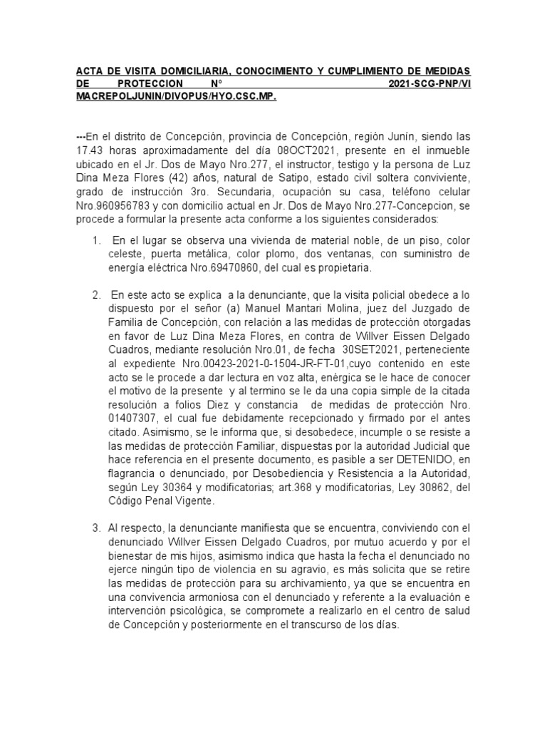 ACTA DE VISITA DOMICILIARIA 2do Bloque | PDF | Judicaturas | Justicia