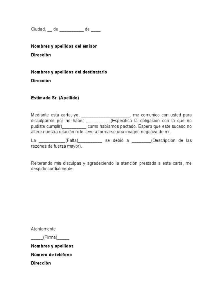 Carta De Excusa 1 Pdf