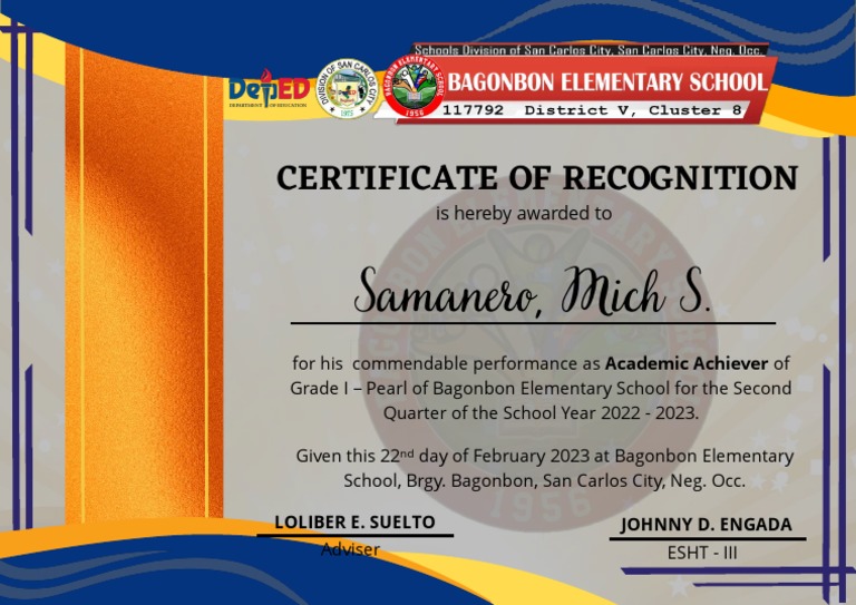Academic Achiever Certificate | PDF
