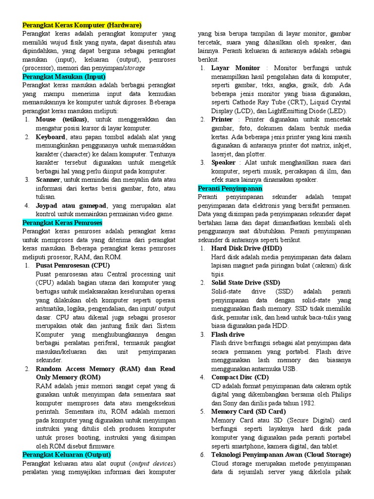 Materi Hardware Dan Software | PDF