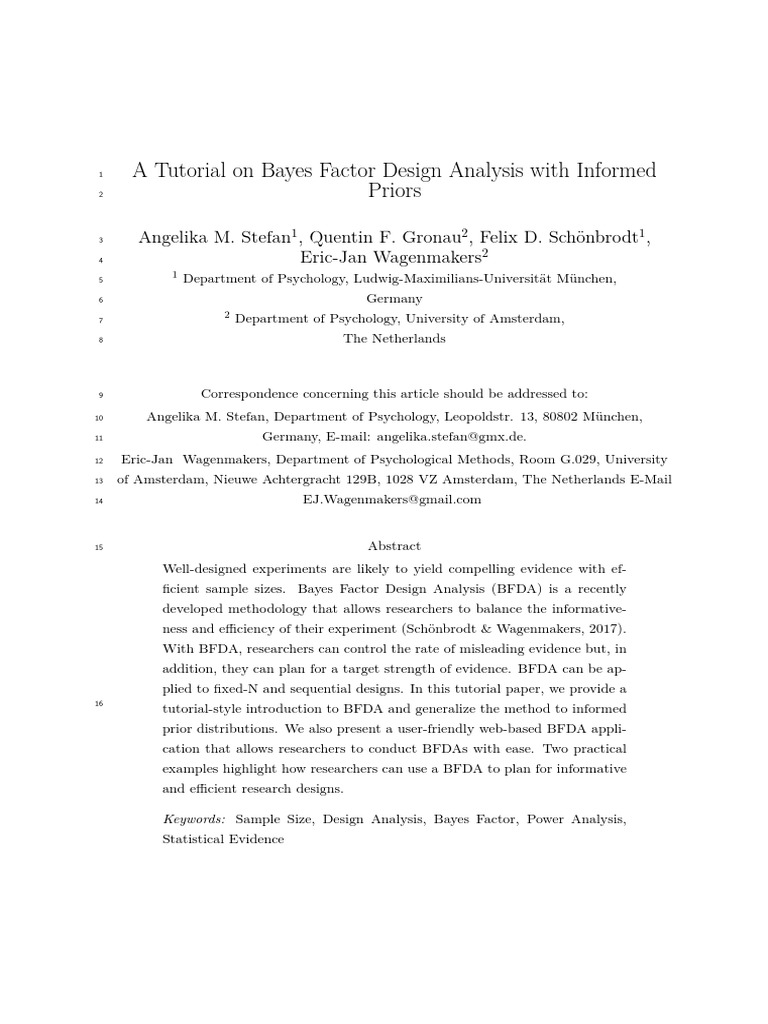 Bayes Factor Design Analysis With Informed Priors | PDF | Effect Size ...