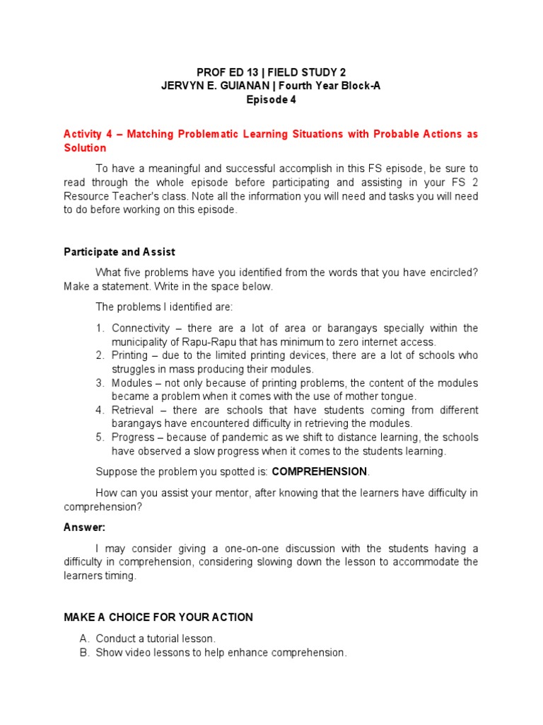Prof Ed 13 - Episode 4 | PDF | Reading Comprehension | Learning