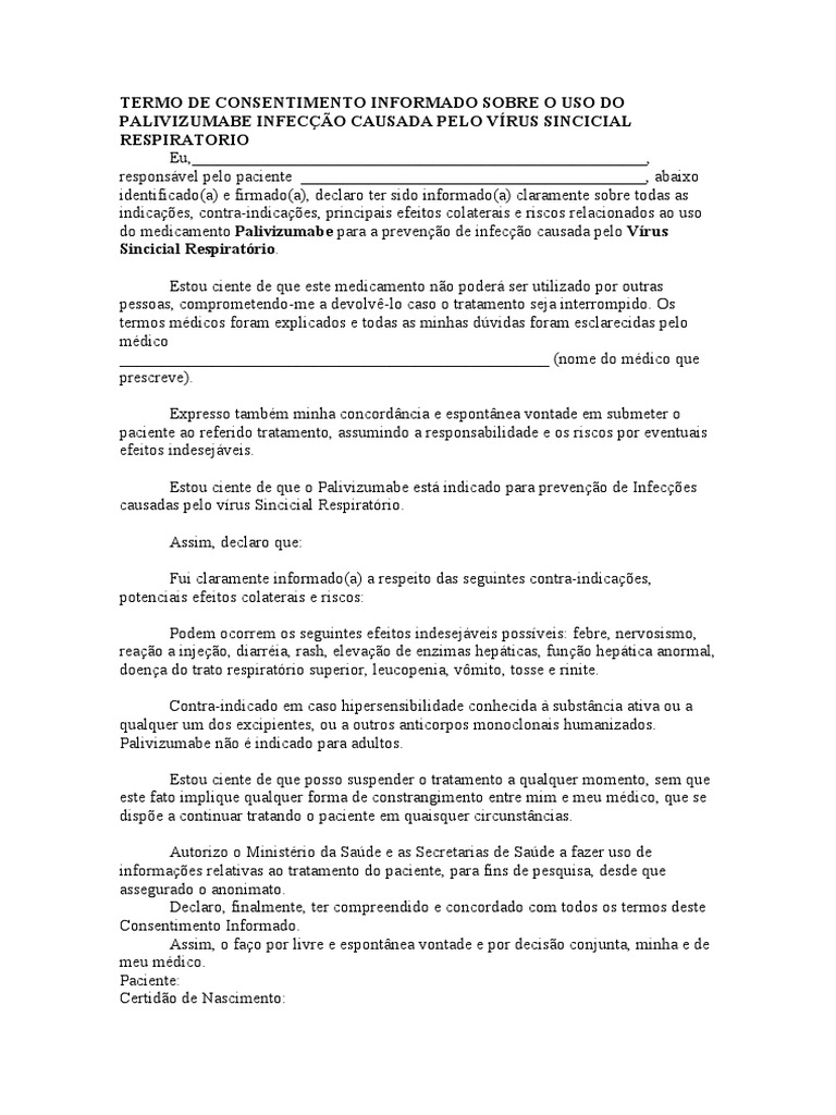 Termo de Consentimento Informado | PDF | Consentimento Livre e ...