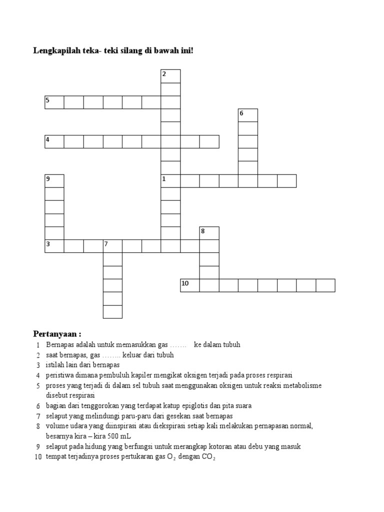 Teka Teki Silang Sistem Pernapasan | PDF