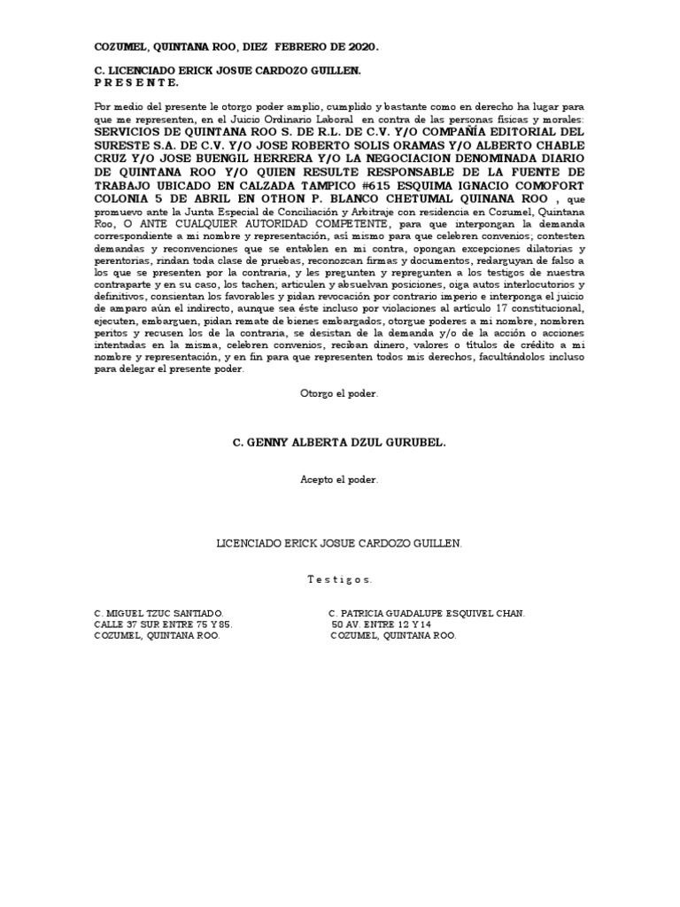 Carta Poder | PDF | Quintana Roo | Gobierno