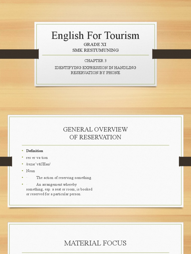 Tourism English for Students | PDF