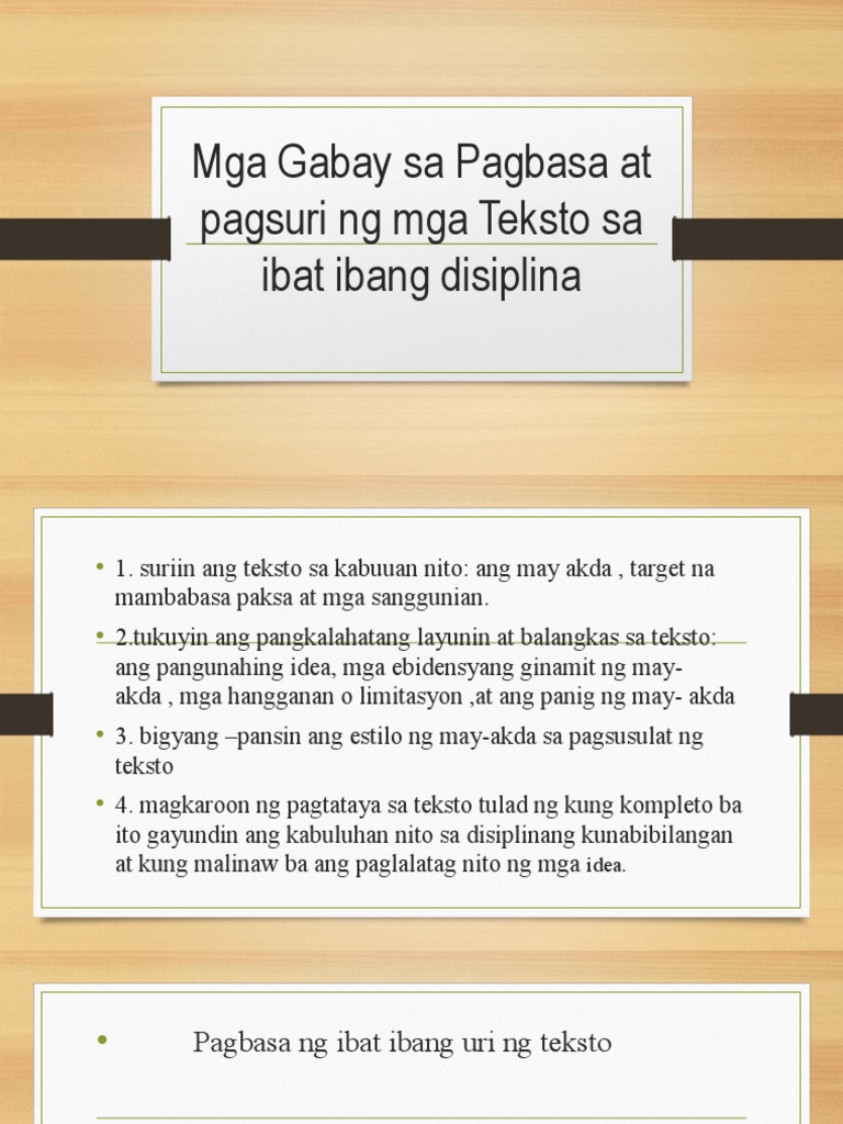 Mga Gabay Sa Pagbasa at Pagsuri NG Mga | PDF