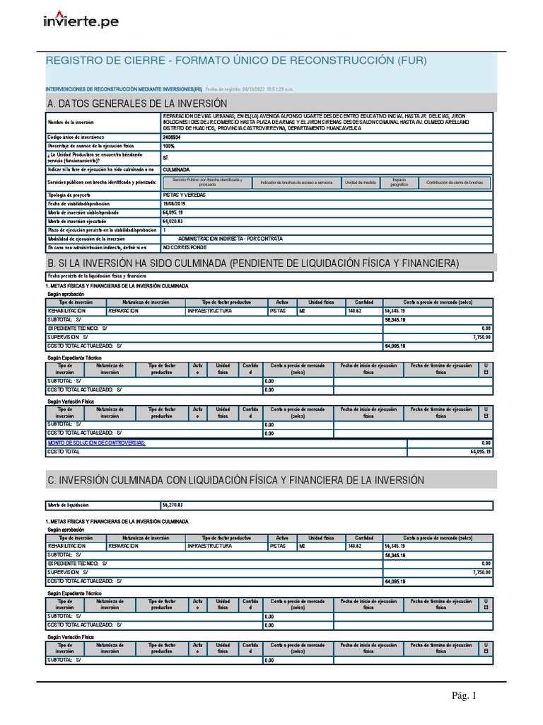 Registro de Cierre Cui 2406934 - Ficha Fur | PDF | Inversiones | Mercado (economía)