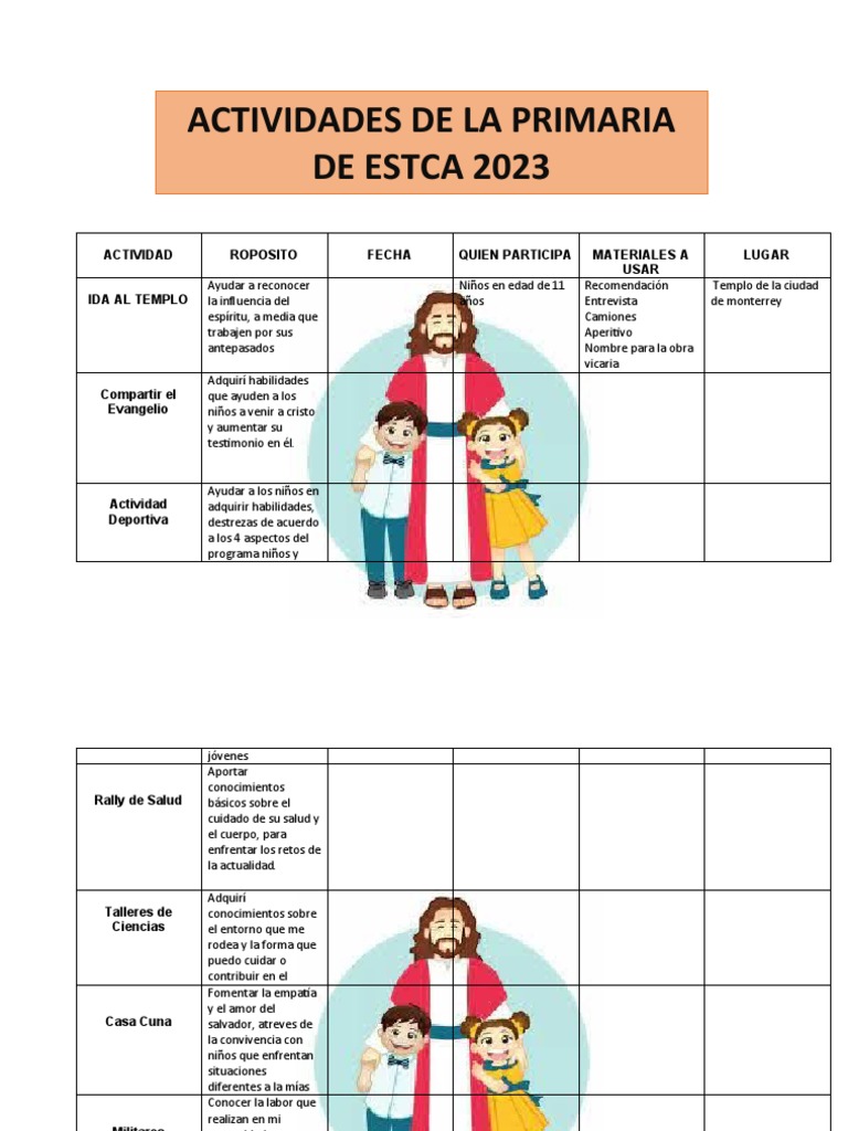 ACTIVIDADES DE LA Primaria | PDF