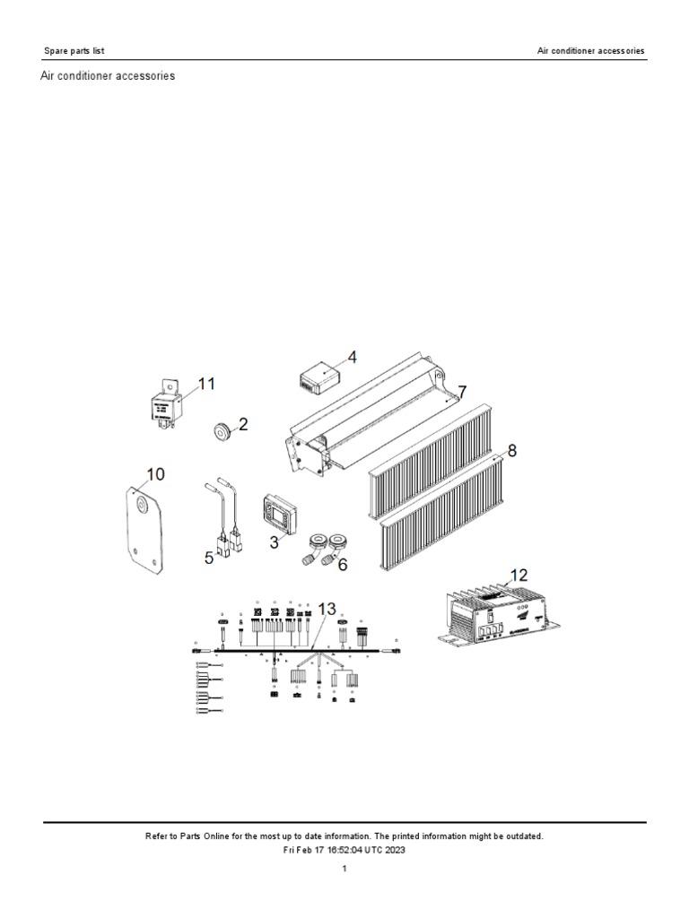 Air Conditioner Spare Parts List | PDF | Manufactured Goods | Equipment