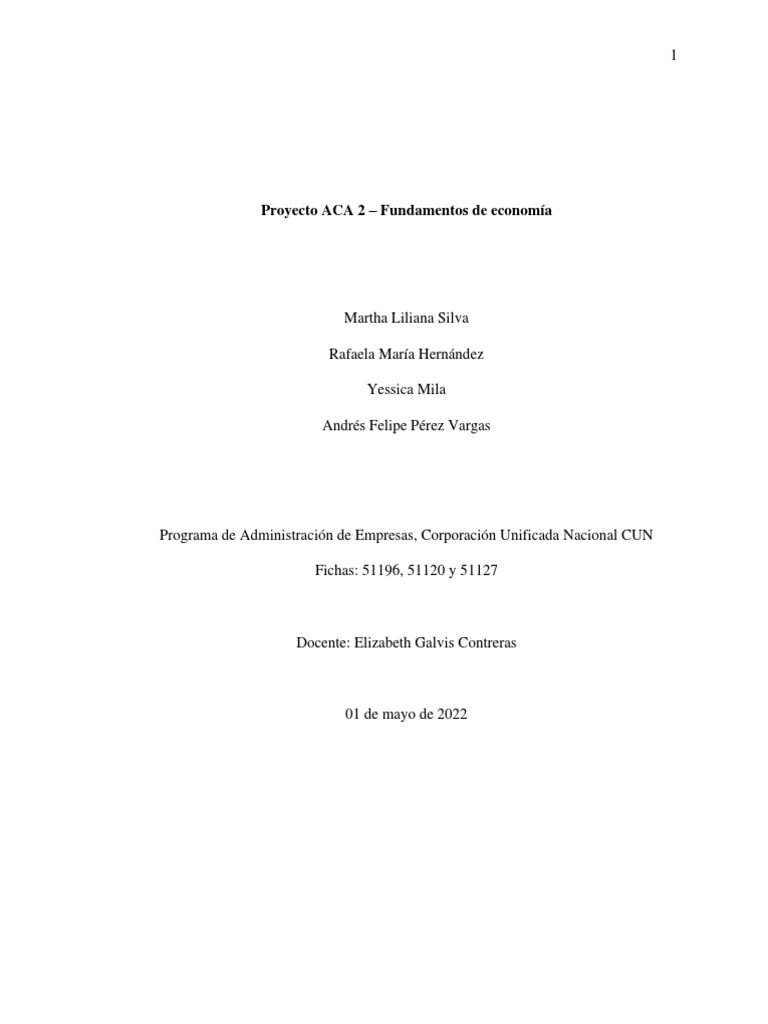 Proyecto ACA 2 Economia | PDF | Ciencias económicas | Economias
