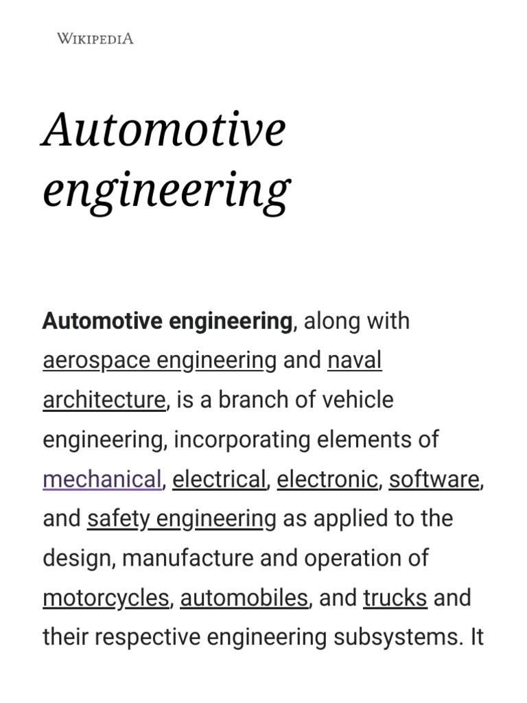 Understanding Automotive Engineering: A Comprehensive Overview of the ...