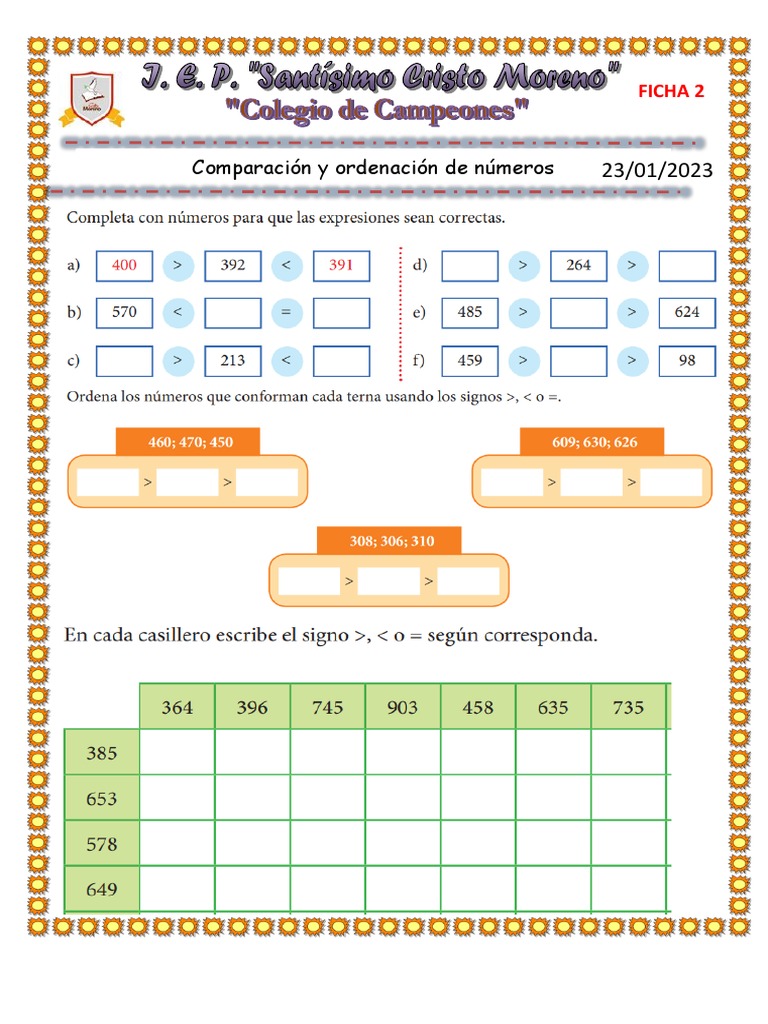 Comparación de Números | PDF