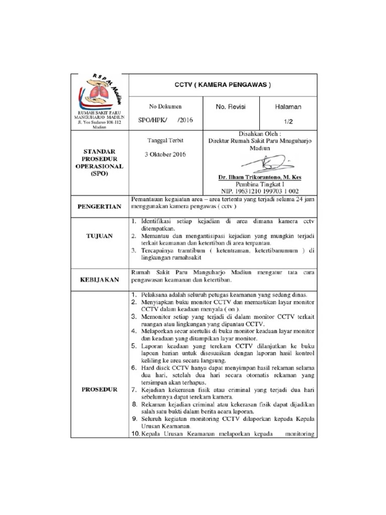 Contoh Sop CCTV | PDF