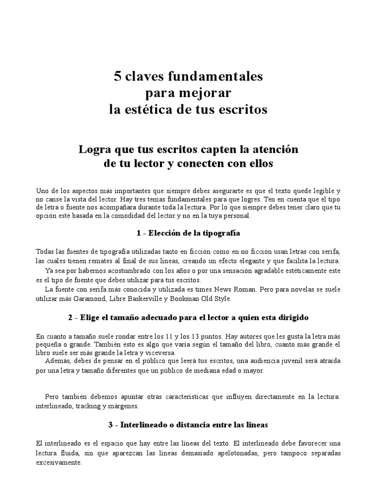 Mejora Estética de Escritos: 5 Claves | PDF | Serif | Tipografía