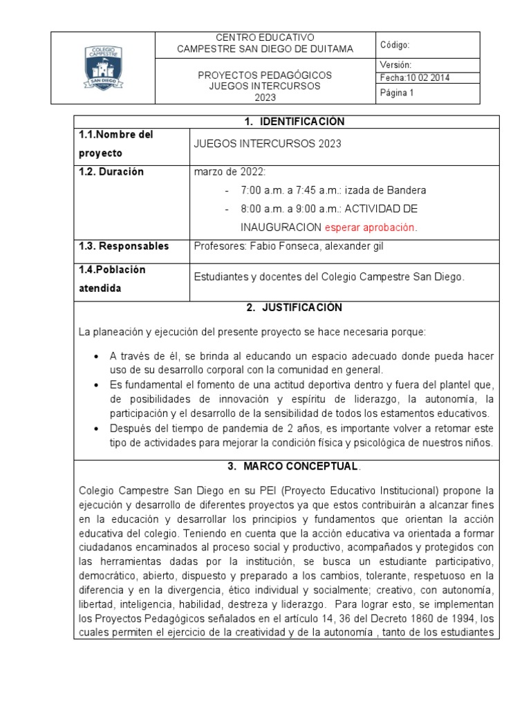 Proyecto Deporte 2023 | PDF | Enseñando