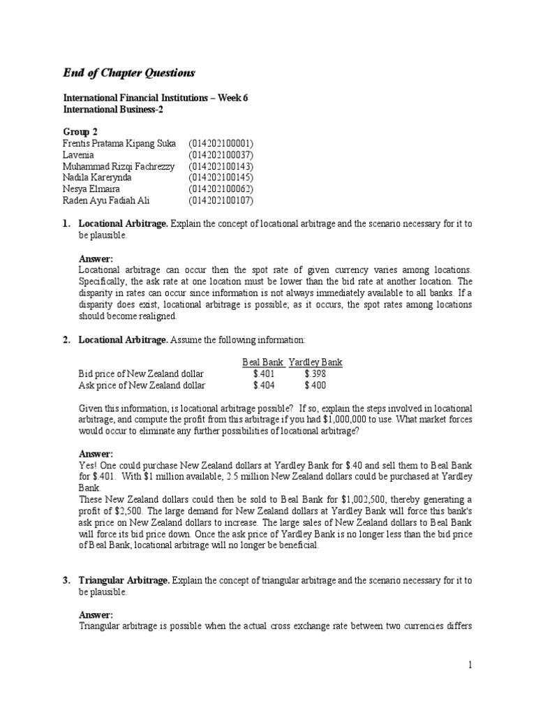 Group 2 - IFI Week 6 Assignment | PDF | Interest | Arbitrage