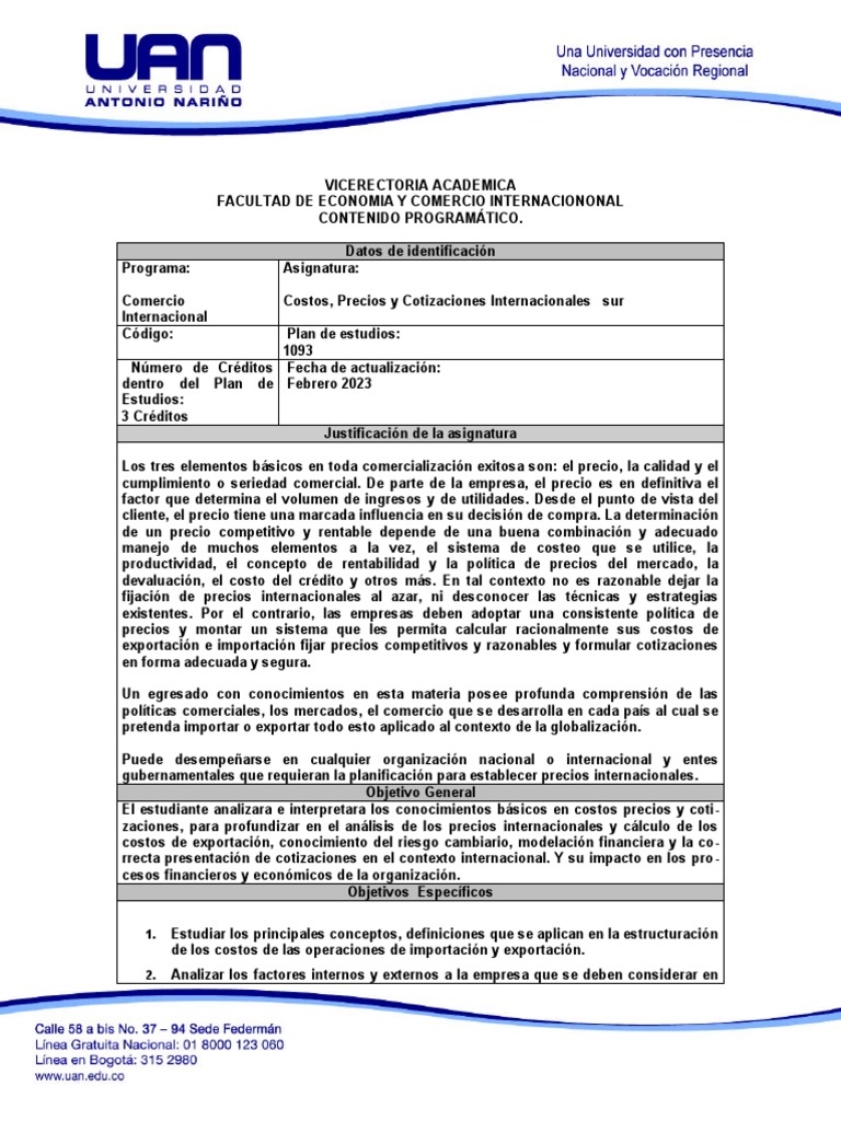 CONT - PROG. Ctos Pre y Cotiza.2022 - II | PDF | Exportaciones | Mercado (economía)