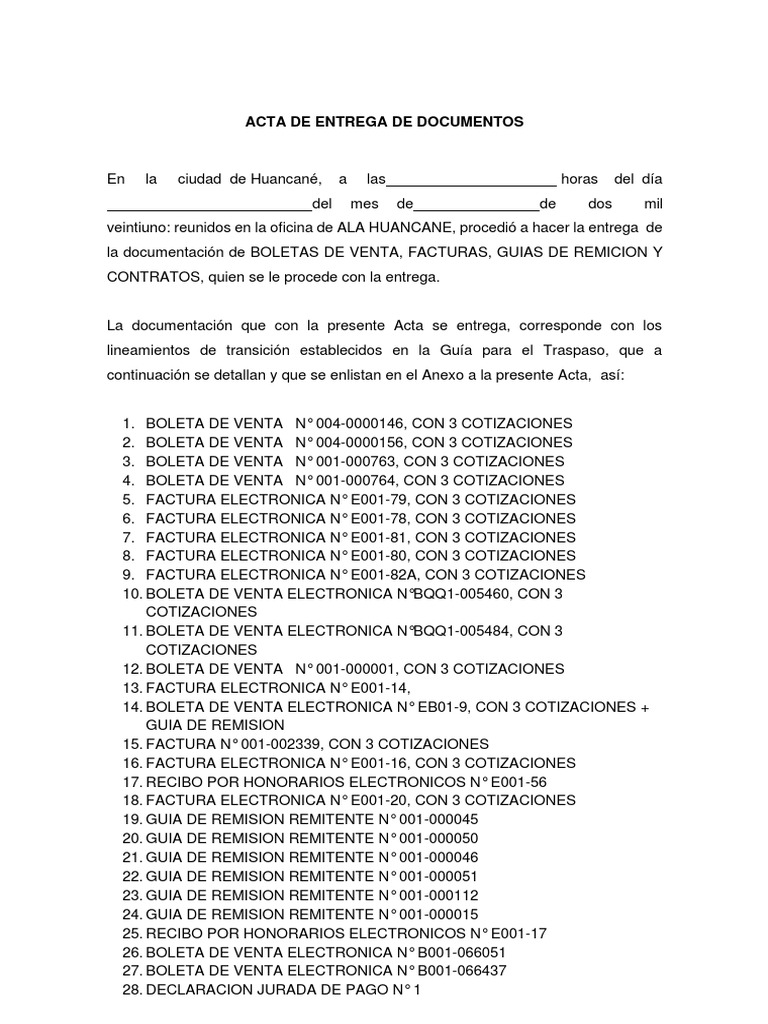 Acta de Entrega | PDF