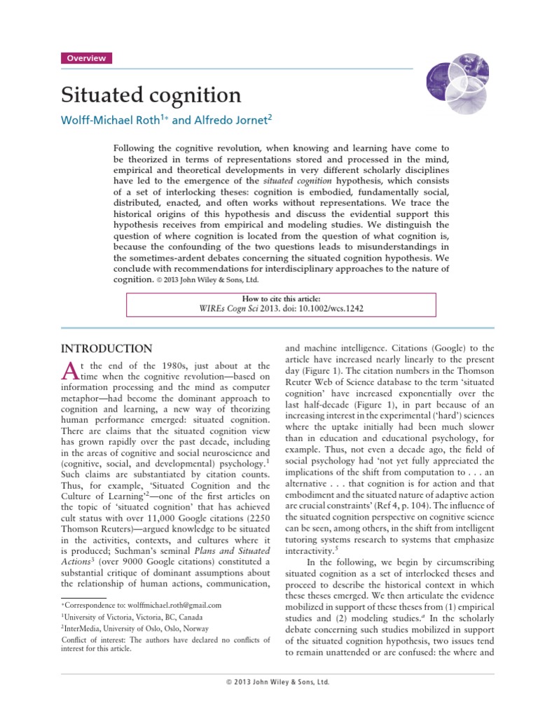 Roth 2013 | PDF | Embodied Cognition | Cognitive Science