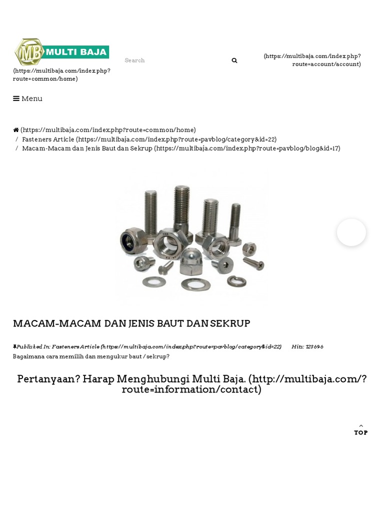 Macam-Macam Baut Dan Sekrup | PDF