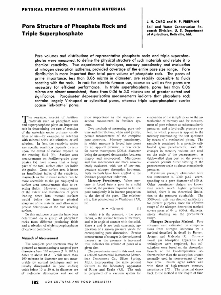 Pore Structure of Phosphate Rock and SPTG | PDF | Porosity | Pressure