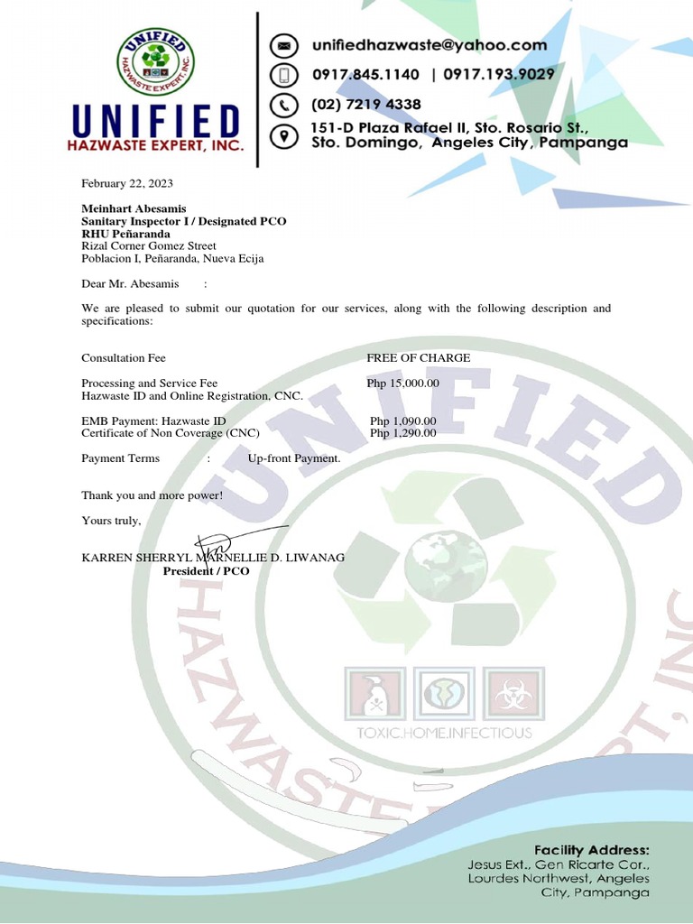 Price Quote - 2023 - RHU Peñaranda Nueva Ecija | PDF