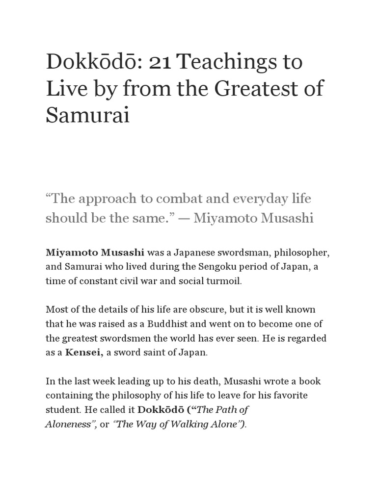 Dokkōdō | PDF | Love | Feeling