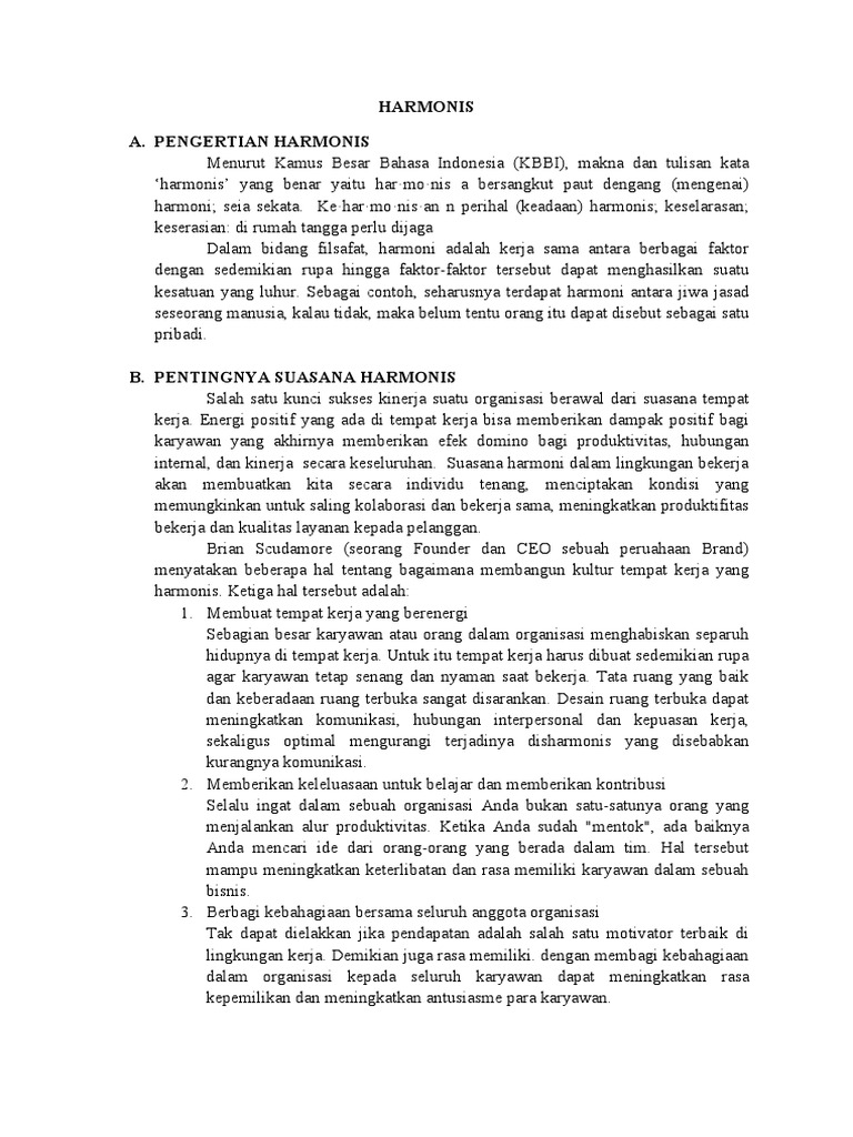 Harmoni di Tempat Kerja | PDF