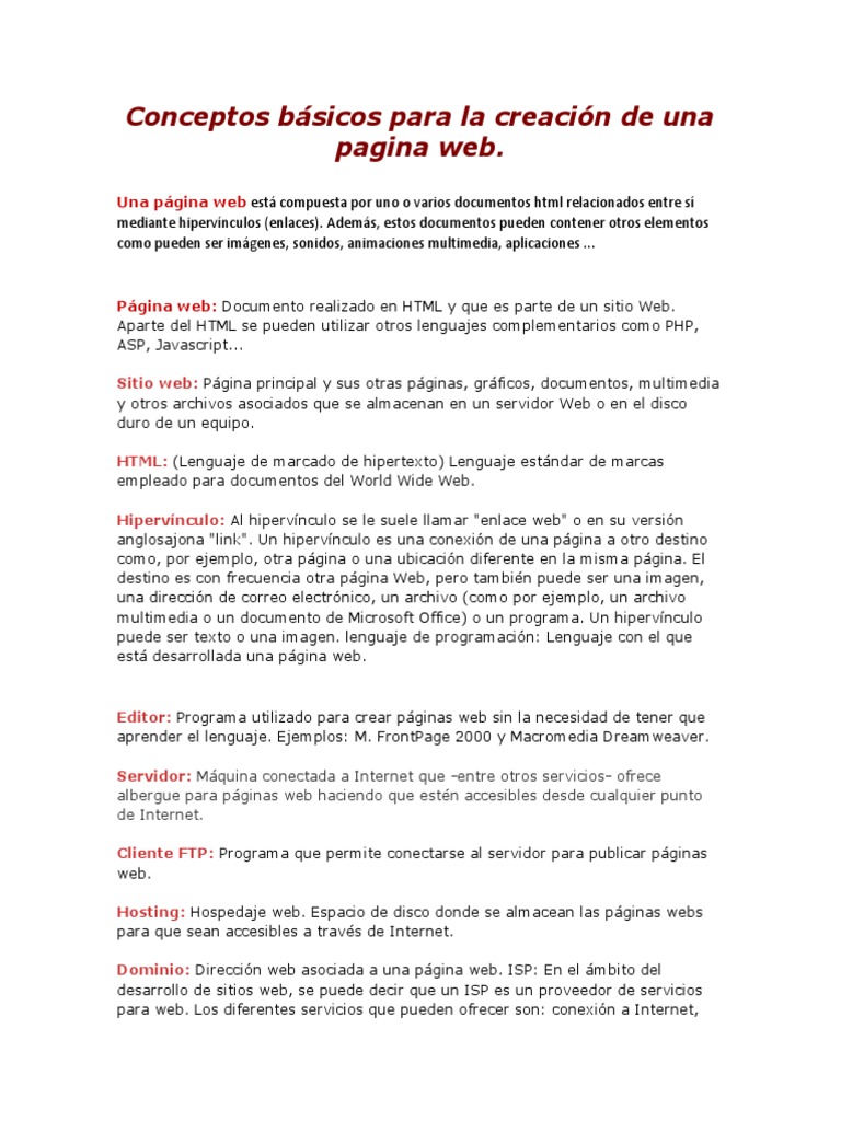 Conceptos Basicos | PDF | Página web | Red mundial