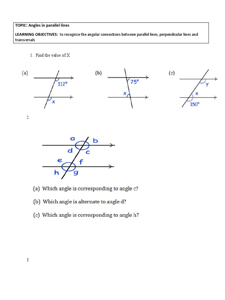 Angles in Parallel Lines Explained | PDF | Language Arts & Discipline ...