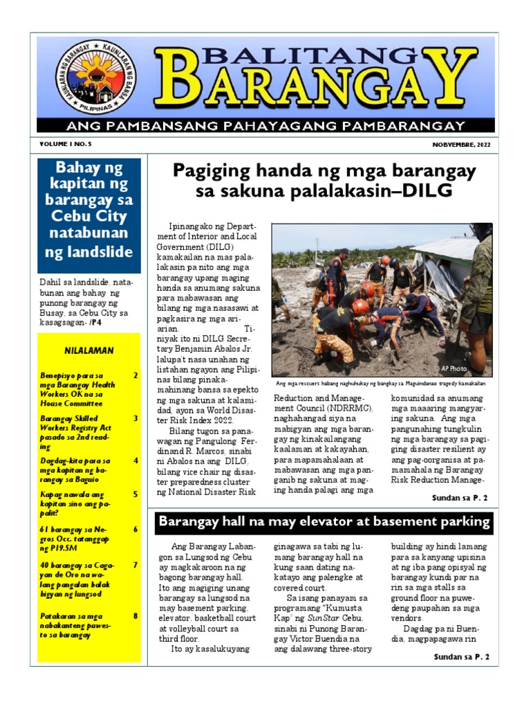 Balitang Barangay Nobyembre 2022 | PDF
