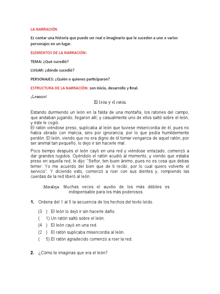 La Narración Grado Tercero | PDF