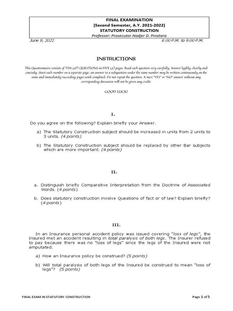 2022 Final Exam in Statcon | PDF | Crimes | Crime & Violence