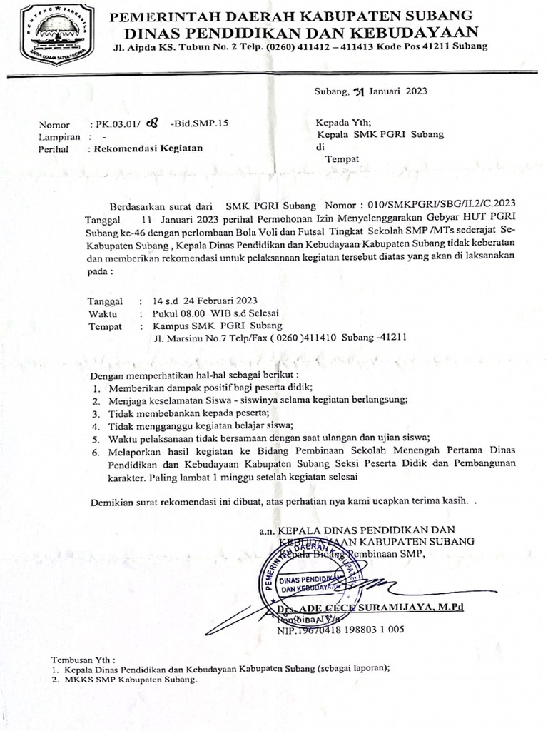 Rekomendasi Disdik | PDF