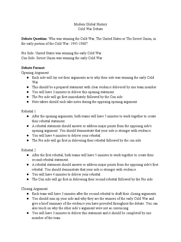 Cold War Debate | PDF | Foreign Language Studies