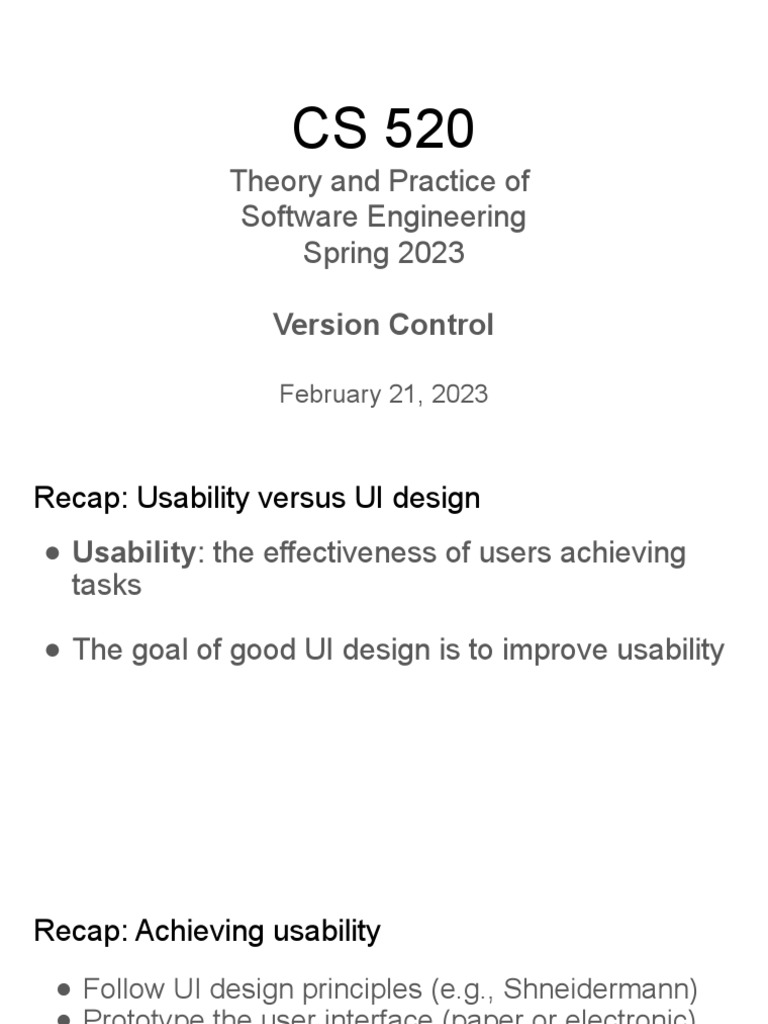 Version Control Pdf Version Control Usability