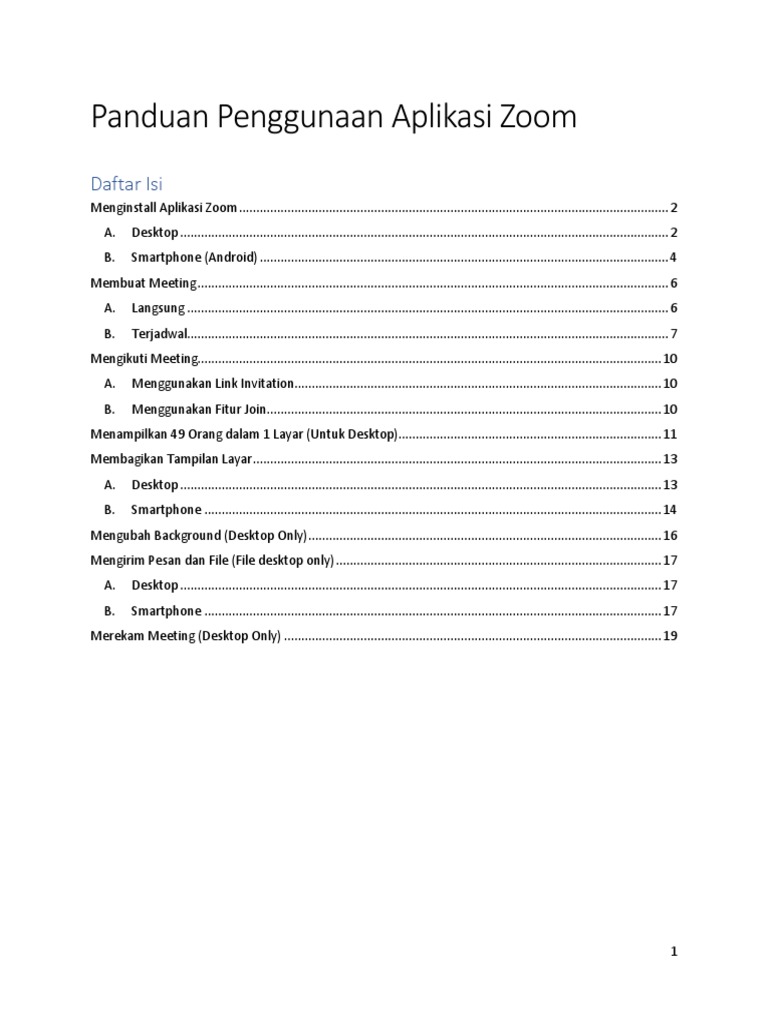 Panduan Penggunaan Aplikasi Zoom | PDF