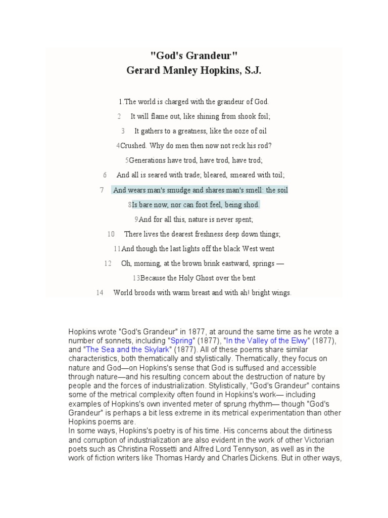 God' Grandeur Poem | PDF | Poetry | Nature