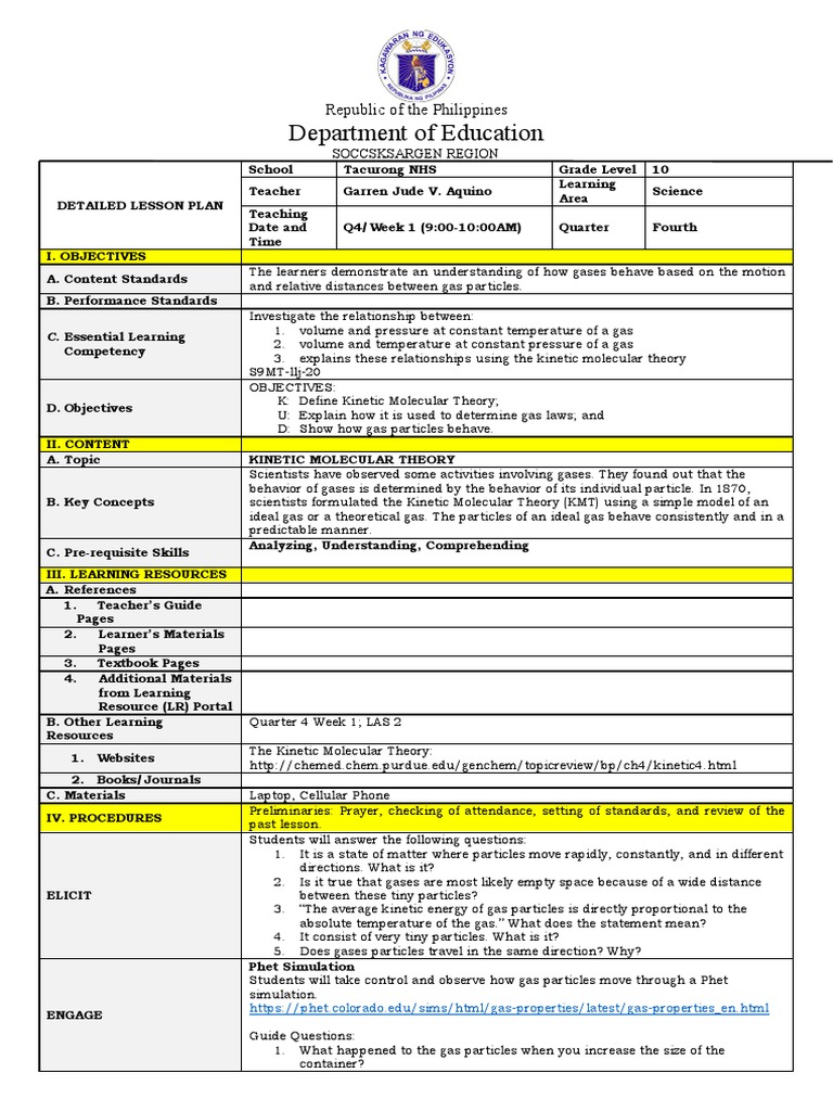 Kinetic Molecular Theory for Grade 10 | PDF | Gases | Temperature