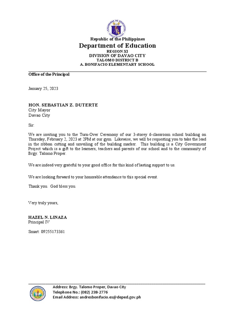 Invitation to Turn-Over Ceremony | PDF