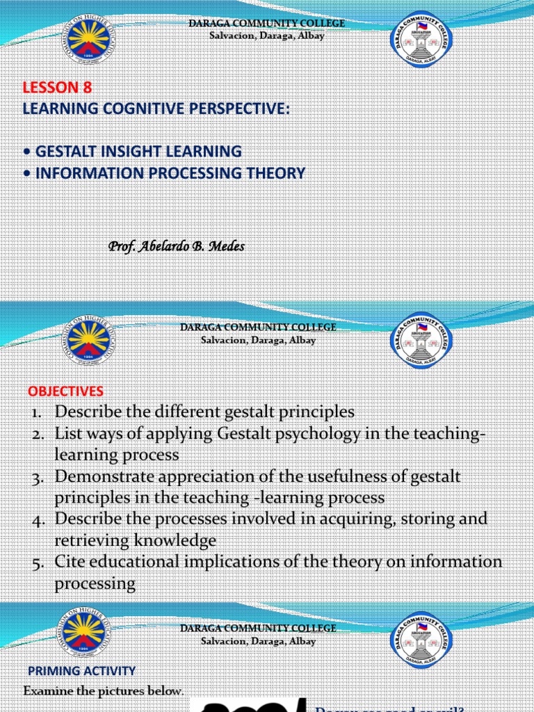 Lesson 9 Learning Cognitive Perspective | PDF | Perception | Memory