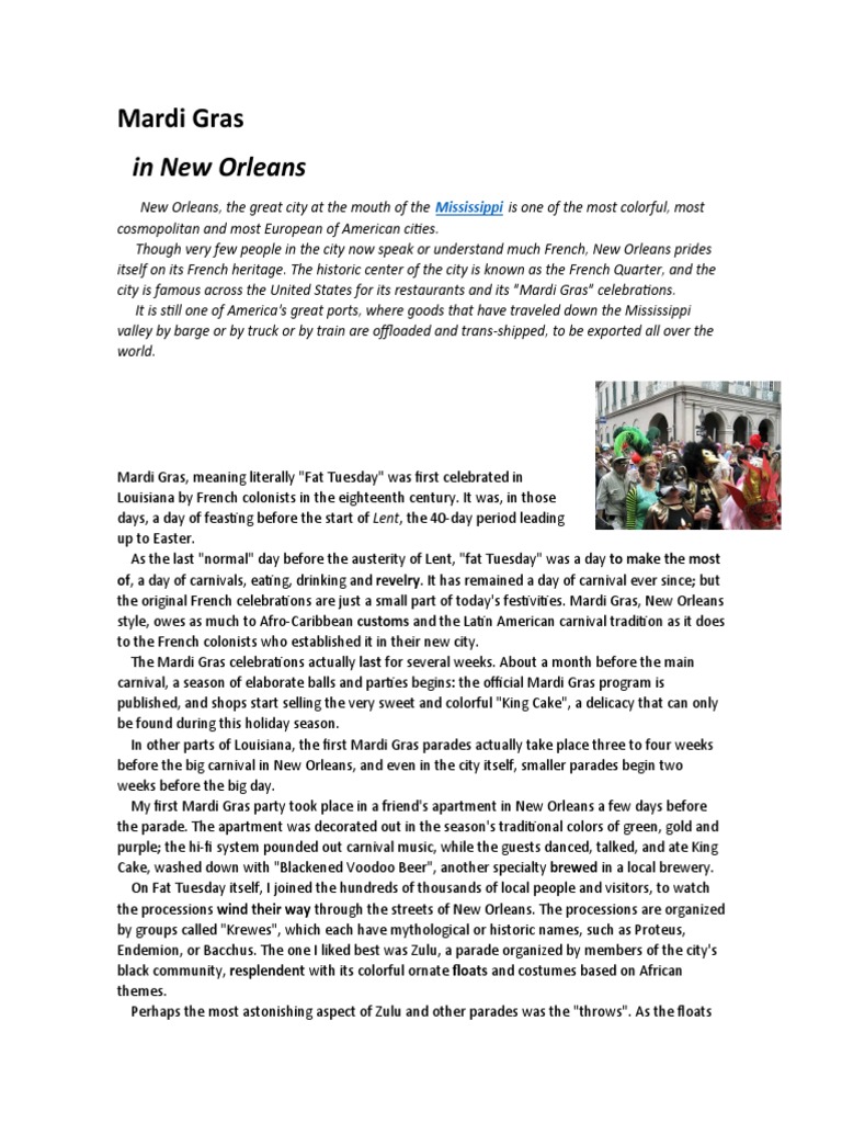 Mardi Gras Reading Comprehension | PDF | Mardi Gras | Carnival