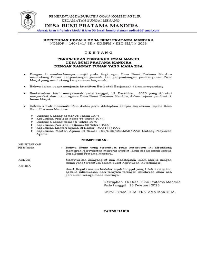 SK Imam Masjid BPM | PDF