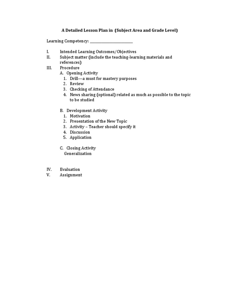 Mastering the Basics: A Detailed Lesson Plan Template Focusing on ...