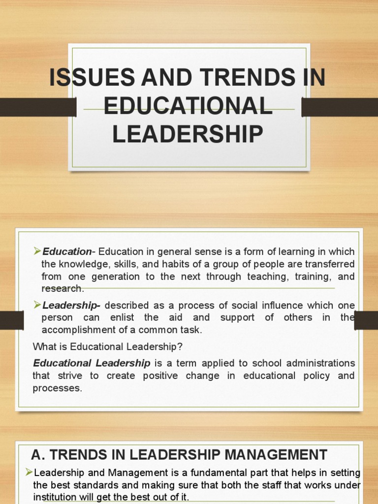 Trends and Issues in Educational Leadership | PDF | Leadership | Community